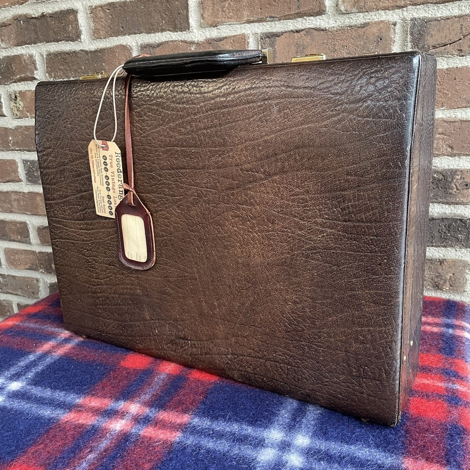 VINTAGE 1980s EMBOSSED ELEPHANT LEATHER MACBOOK HARDSIDE BRIEFCASE BAG ...