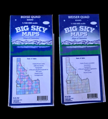 Big Sky Maps Weiser Quad and Boise Quad Topography Boundaries Maps Lot ...