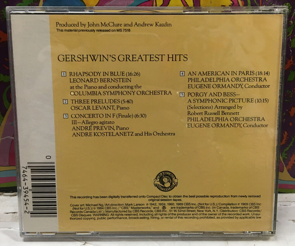 Gershwin Greatest Hits CD | eBay
