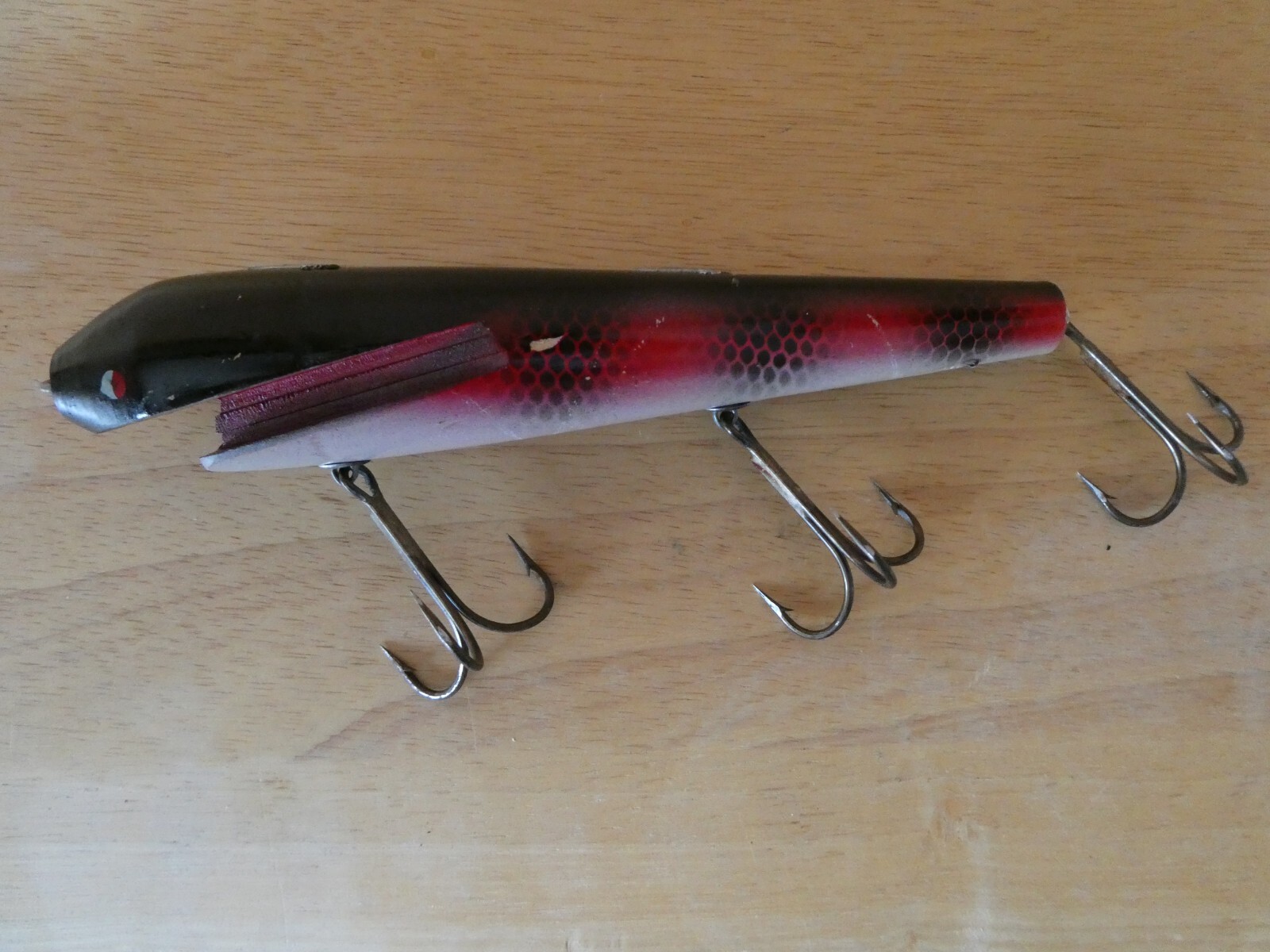 Vintage Fudally Reef Hawg Musky Fishing Lure Wooden Muskie Jerk Bait 8 ...