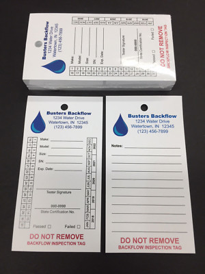 Backflow Inspection Tags - Custom Print - Waterproof - UV Resistant ...