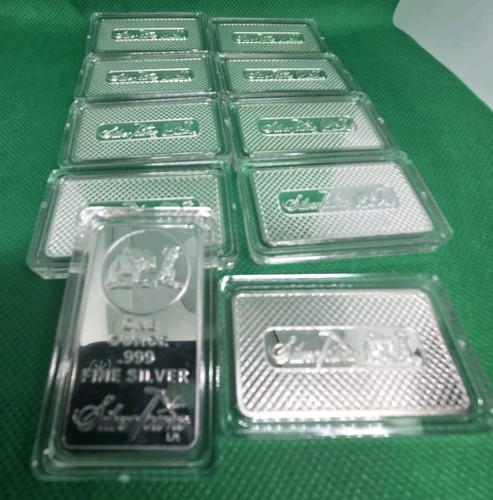 Lot Of 10, 1 Ounce .999 Fine Silvertown Prospector Bars Bullion In ...