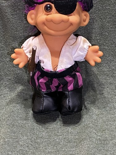 VINTAGE PIRATE Outfit 5" RUSS TROLL DOLL W PINK HAIR EYE PATCH & Pistol ...