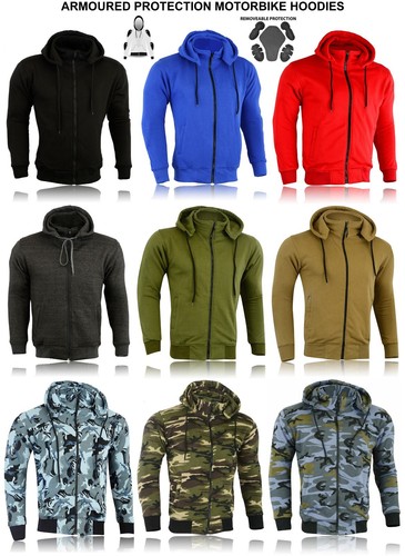 Motorcycle Motorbike Armoured Hoodie Hoody Fleece Jacket Zip Up ...