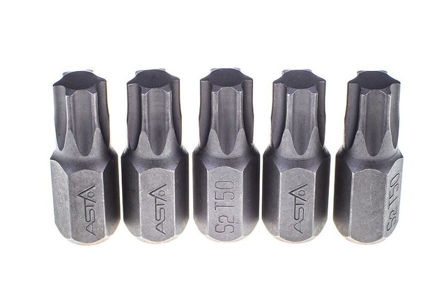 T50 Torx TX-Star 10mm Hex Insert Bit S2 Steel 30mm Long Pack of 5 ASTA ...