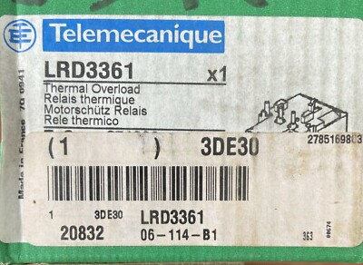 SCHNEIDER ELECTRIC LRD3361 THERMAL OVERLOAD RELAY | eBay