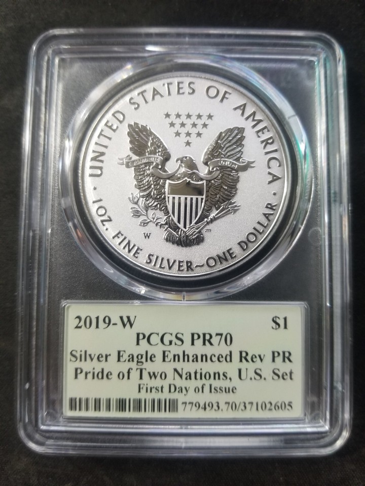 2019 W ENHANCED REVERSE PROOF SILVER EAGLE FDOI PCGS PR70 CLEVELAND TWO ...