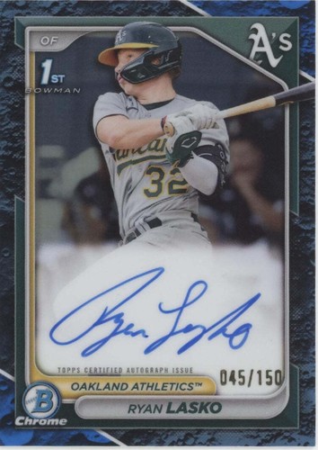 Ryan Lasko 2024 Bowman Chrome Blue Lunar Rock Refractor Auto 045/150 # ...