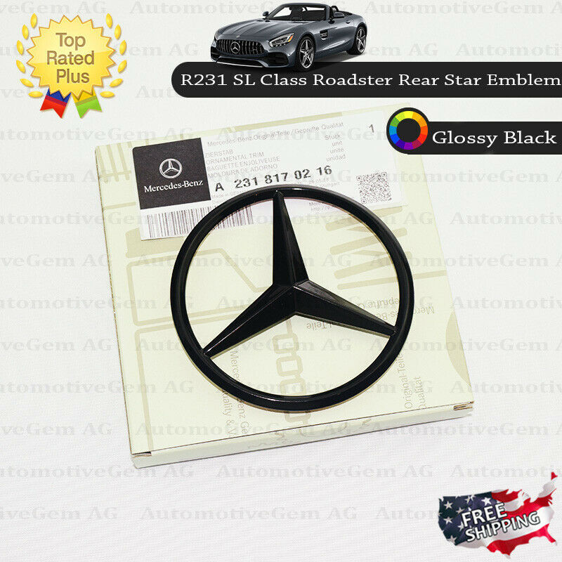R231 SL63 AMG Trunk Star Emblem GLOSS BLACK Rear Logo Badge Mercedes ...