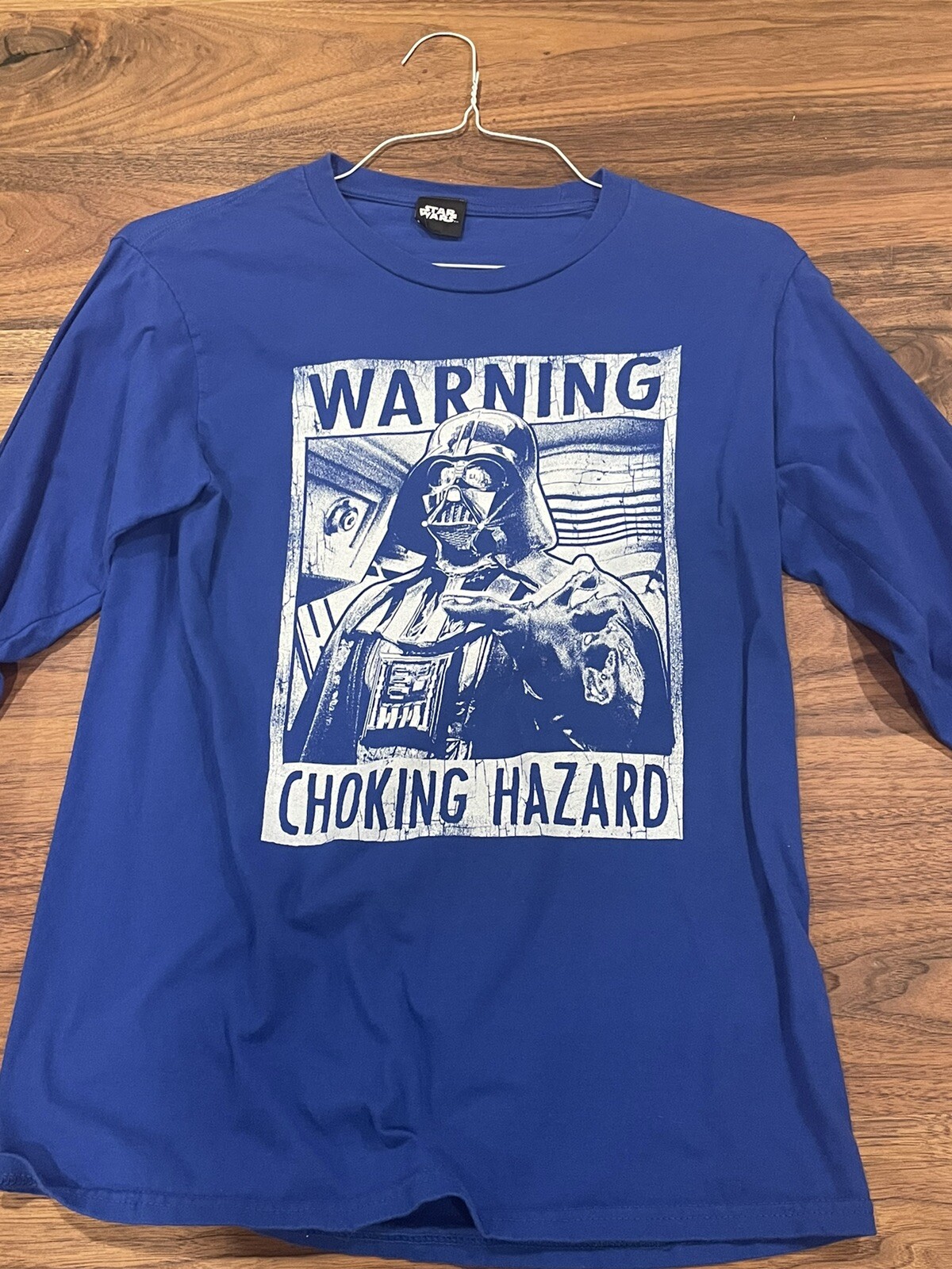 Star Wars Darth Vader long sleeve Cotton blue Choking Hazard tshirt ...