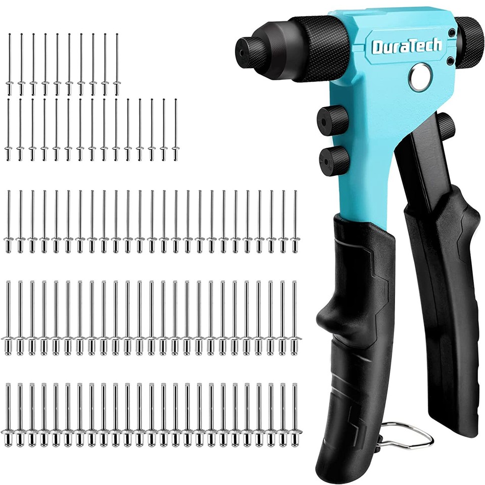 DURATECH 4-in-1 Rivet Gun Pop Rivet Tool Kit w/100 Rivet Heavy Duty ...