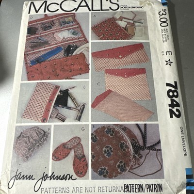 McCalls 7842 Vintage 1981 Travel Accessories Bags Slippers Sewing ...