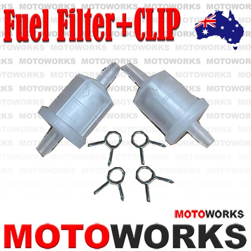 2 x Inline Petrol Fuel Filter Cleaner + CLIP PIT Trail Quad Dirt Bike ...