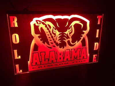 Alabama Crimson Tide Led Neon Light Sign Bar Man Cave College Football ...