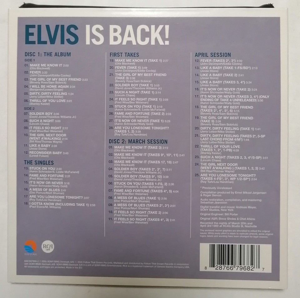 Elvis Presley Elvis Is Back! FTD 2005 2-CD first pressing | eBay