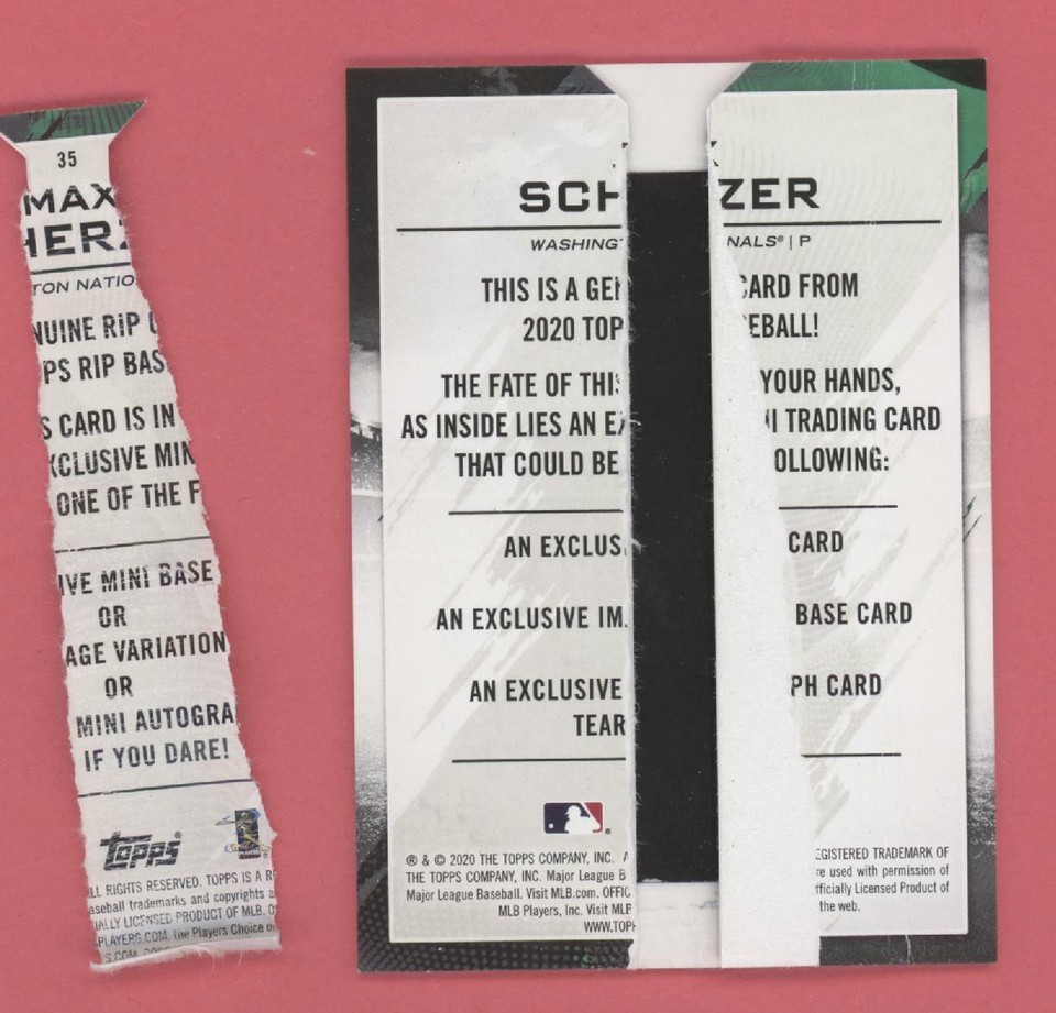 Max Scherzer 2020 Topps RIP Card #35 /99 NATIONALS (RIPPED OPEN) | eBay