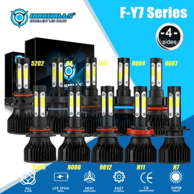 4side LED Headlight Fog Light Bulb Canbus H11 9005 9006 H4 H13 9012 H7 ...