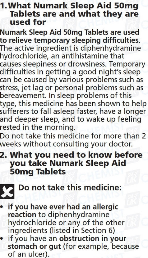 Numark Sleep Aid 50mg - 20 Tablets | eBay UK