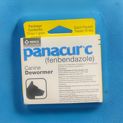 MERCK Panacur C Canine Dewormer (Fenbendazole) Three 1 Gram Packets Exp ...