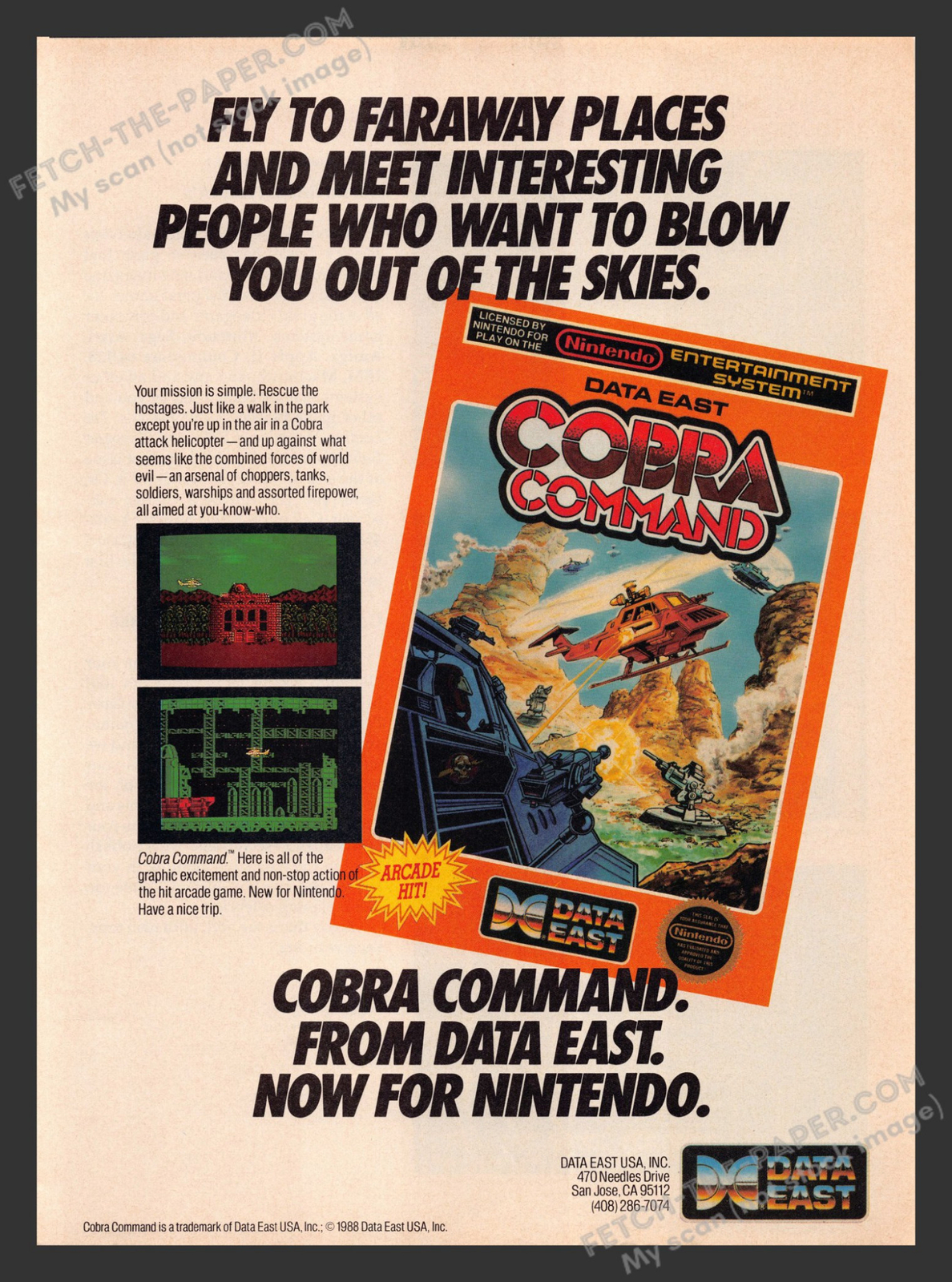 1980s Cobra Command: Data East Print Advertisement Video Game Ad 1988 ...