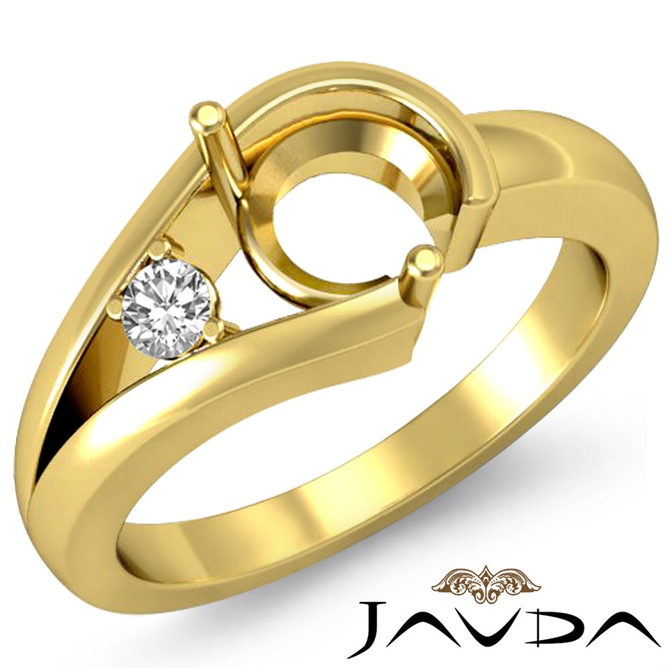 Round Semi Mount Prong Setting Diamond Solitaire Style Engagement Ring ...