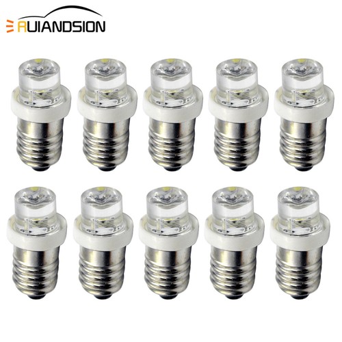 10pcs E10 LED DC 6V 1447 Style Screw F3 Cold White Bicycle Bulb Light ...