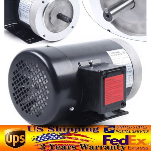 2HP 3 Phase Electric Motor 3450 RPM 56C Frame TEFC 208 230/460V Premium ...