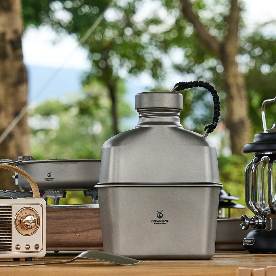 Camping Canteen Titanium Military Canteen Mess Kit Ultralight Camping ...