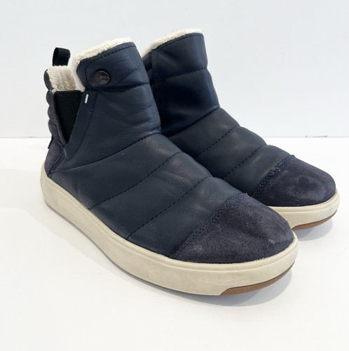 Stio Women’s Colter Snow Boot Apres Winter Navy Blue Leather Shoes Size ...