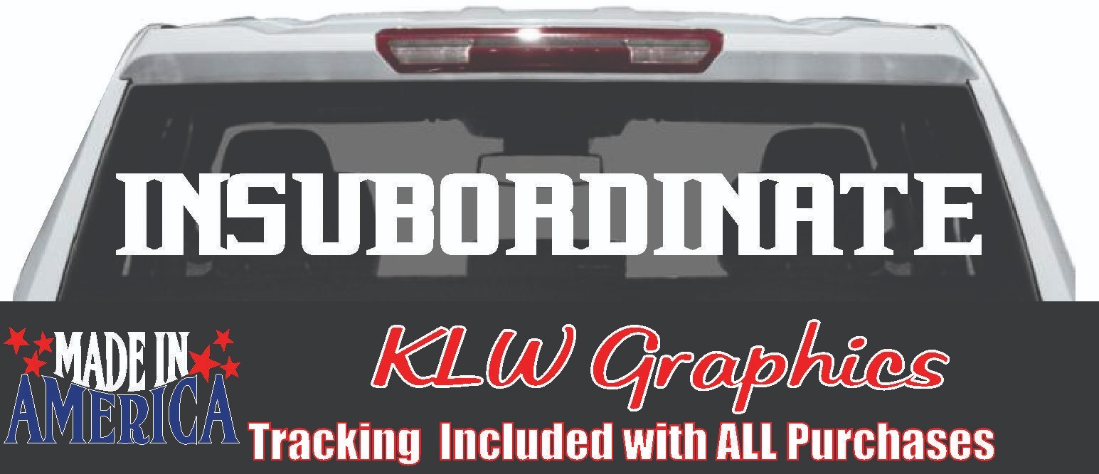 INSUBORDINATE Funny Vinyl Decal Truck Car Window Sticker | eBay