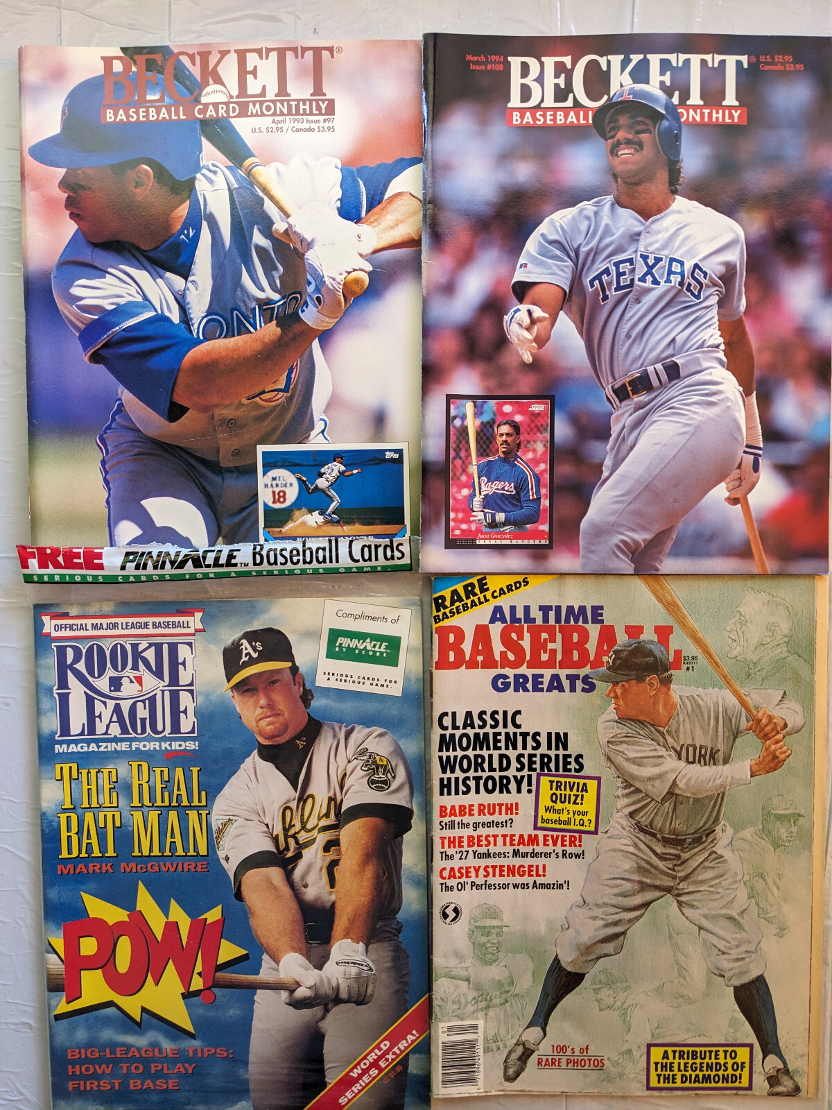 NEW Lot! Beckett Baseball Card Monthly Magazine: RARE 1990s, Mark ...