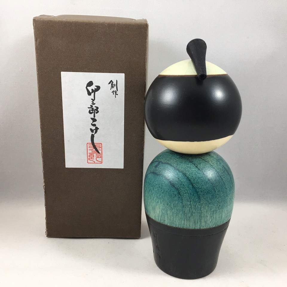 Usaburo Japanese Kokeshi Wooden Doll 5.5"H Blue Waka SAMURAI Boy Made ...