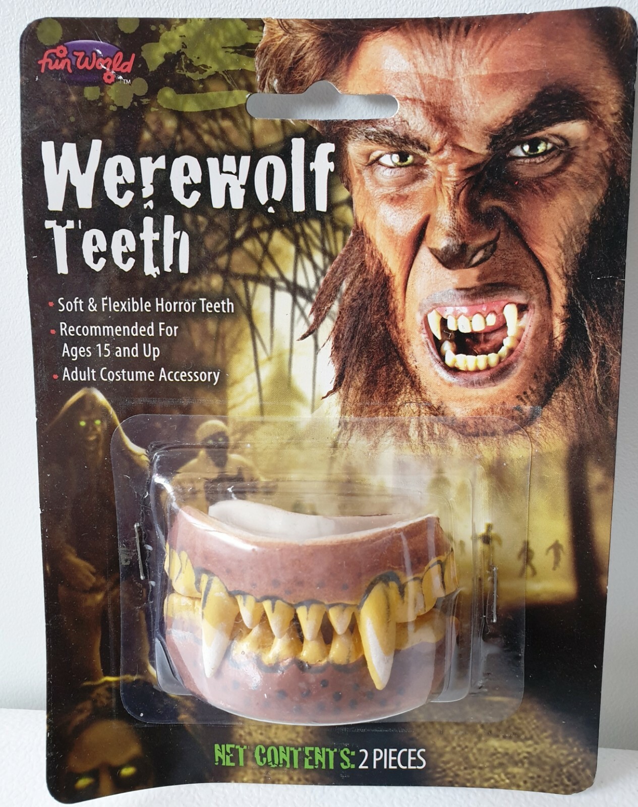 WEREWOLF TEETH Fancy Dress Costume Accessory HALLOWEEN Fake PVC Teeth ...