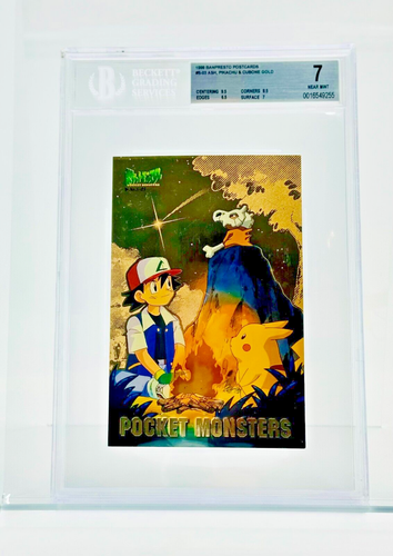 Pokemon BGS 7 Ash Pikachu & Cubone Gold #S-03 Banpresto Postcard 1998 ...