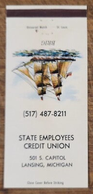 Matchcover Tallship Sailboat Briggs Lansing Michigan State Employee ...