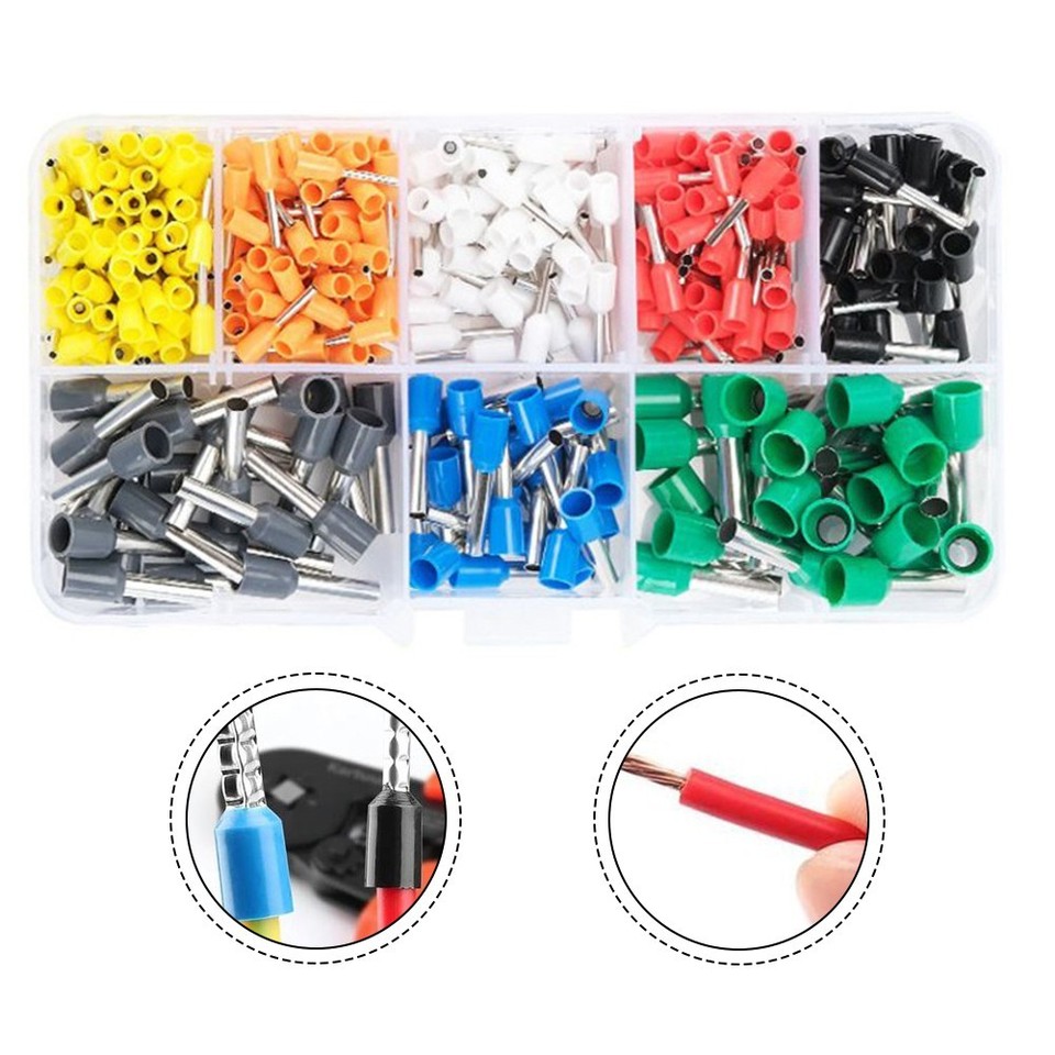 400pcs Cold Pressed European Insulated Pin Shaped Tubular Terminals Box ...