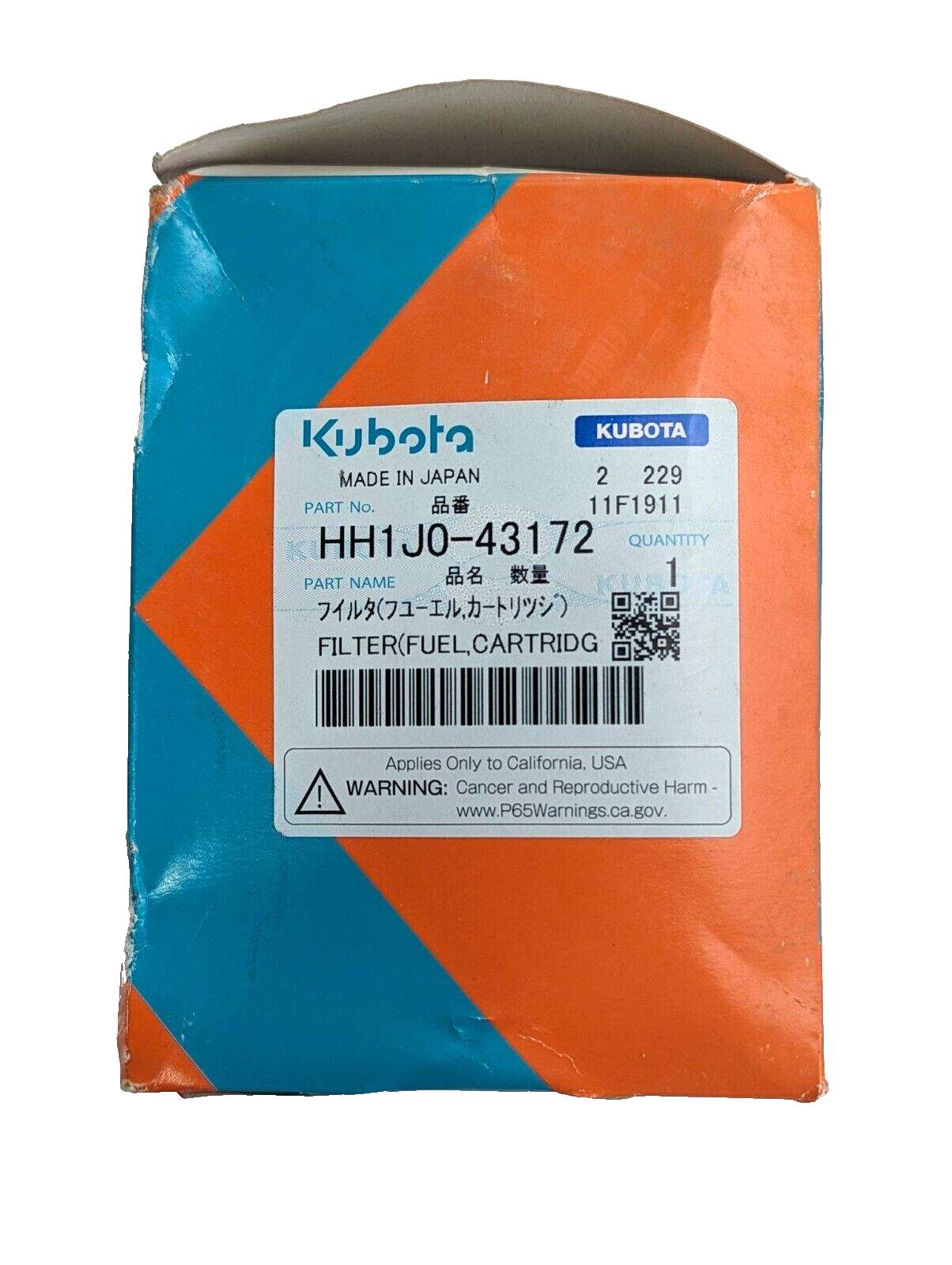 NEW GENUINE KUBOTA SPIN ON FUEL FILTER PART HH1J0-43170 HH1J0-43172 ...