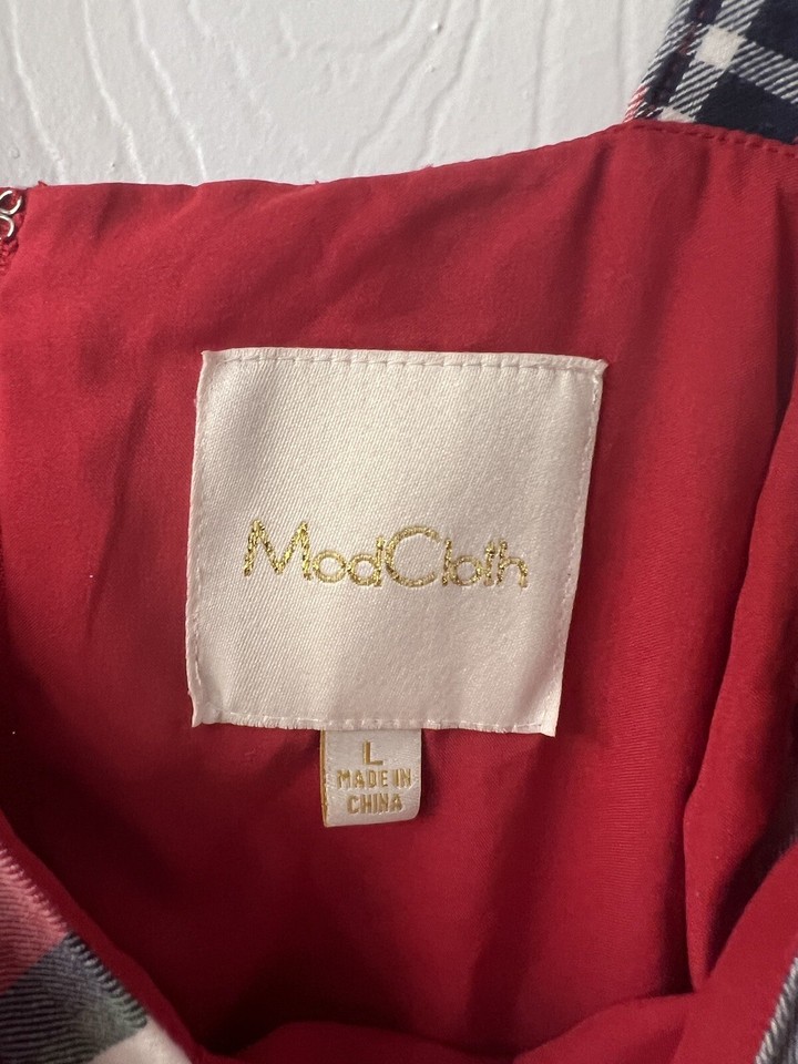 ModCloth Plaid Sun Dress Large W/ Pockets | eBay