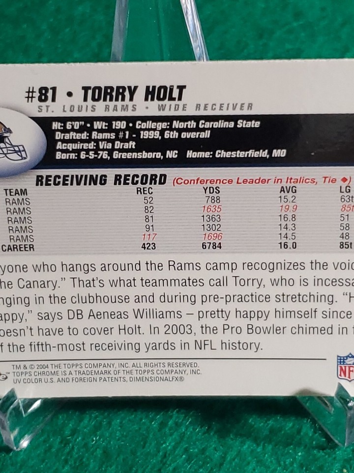 2004 Topps Chrome Football Torry Holt Card # 116 St. Louis Rams | eBay