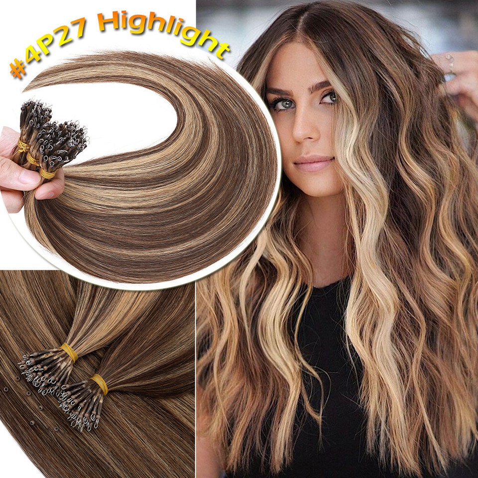 THICK 150G Nano Ring Tip Remy Human Hair Extensions Micro Beads ...