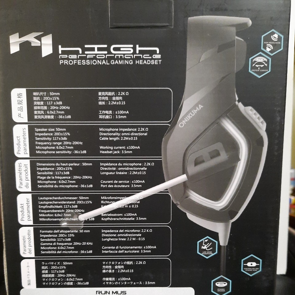 Run Mus K1-B Professional Gaming Headset PS4/Xbox/PC/etc - Black and ...