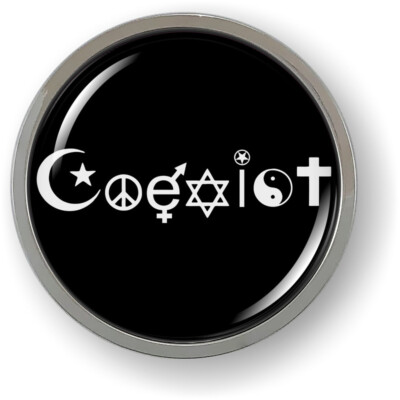 Emblem Car Sticker Chrome ROUND Bezel - COEXIST (B/W) | eBay