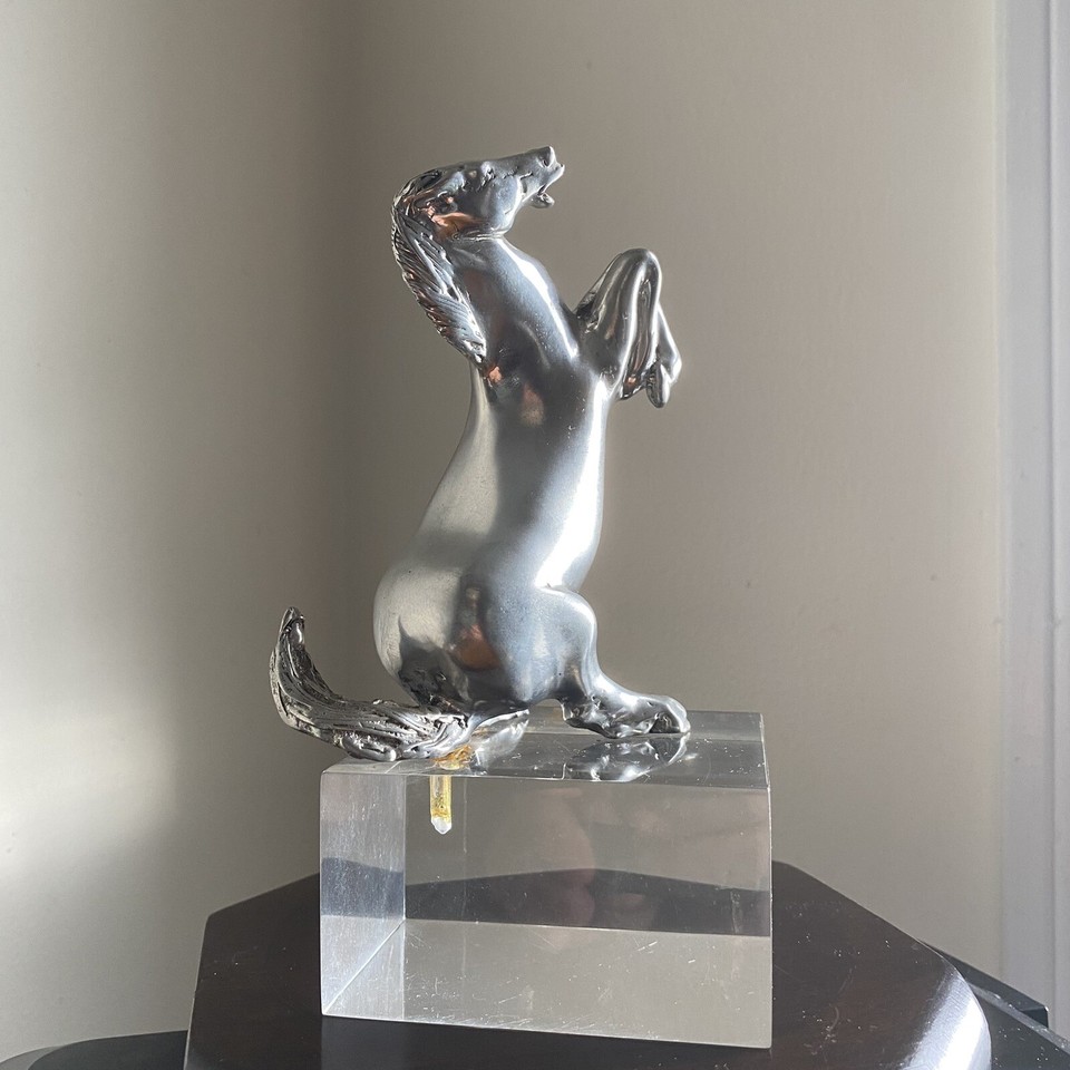 Castor Cooper Vintage MCM Pewter HORSE Sculpture on Lucite Base ...