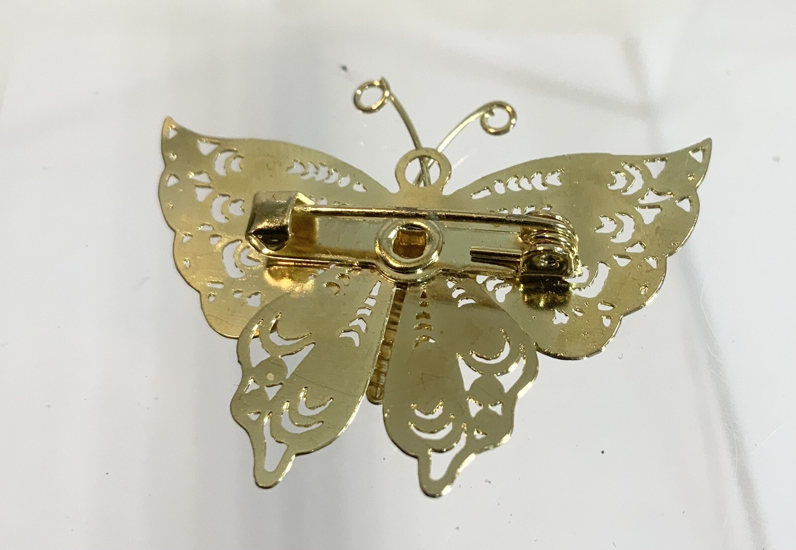 Vintage 1960s Gold Plate Multicolor New Old Stock Butterfly Brooch 1 1/ ...