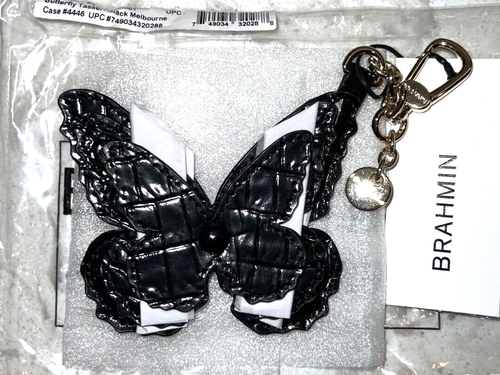 BRAHMIN Black Butterfly Leather Fob Charm Tassel NWT! | eBay