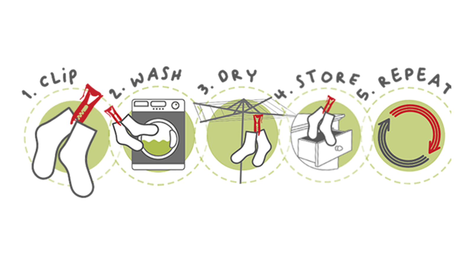 Sock Clips - keep socks together - Clip, washing, laundry, dryer, 100% ...