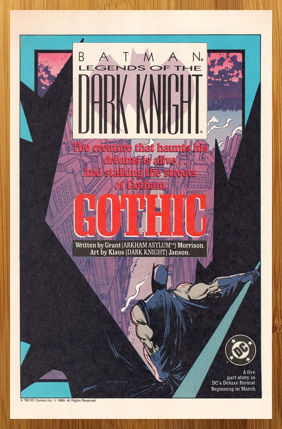1989 DC Batman Legends of the Dark Knight Print Ad/Poster Klaus Janson ...