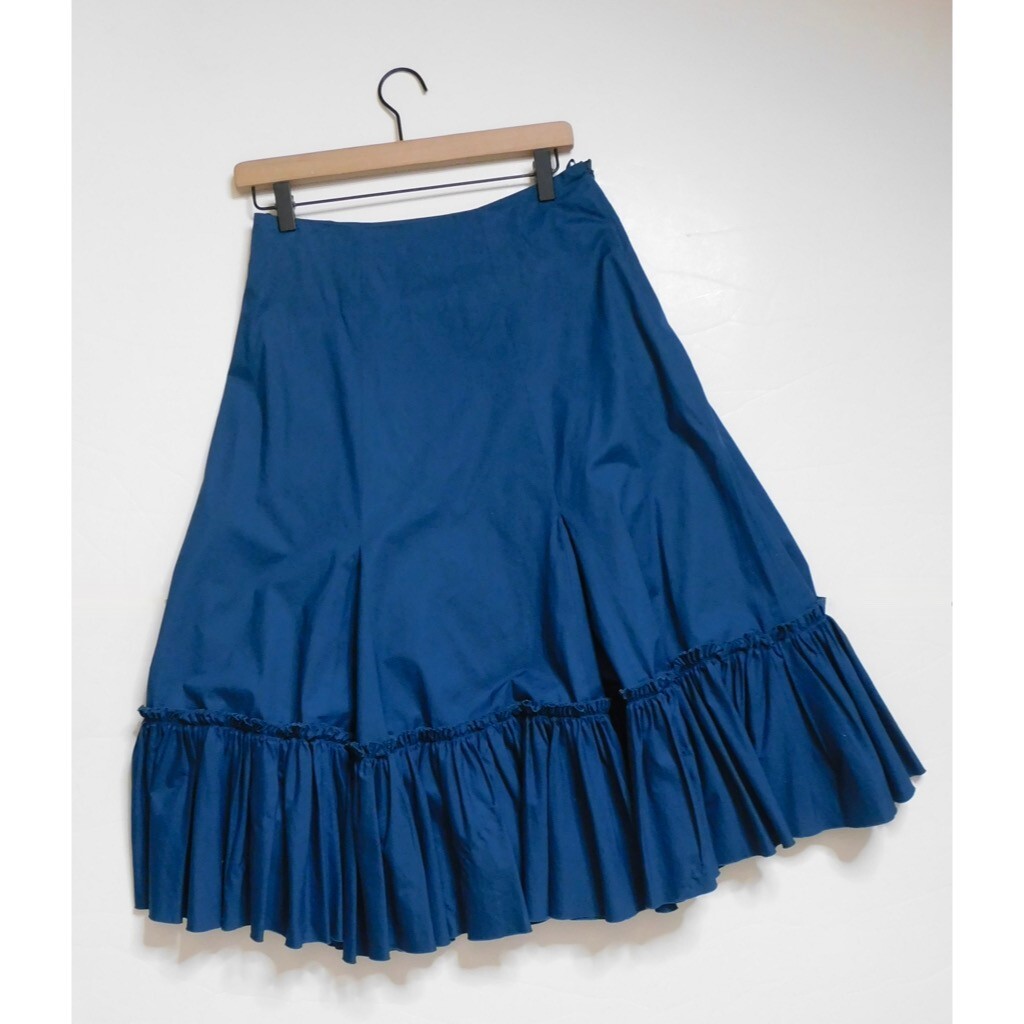 Anthropologie FEI Blue Midi Skirt Godet Pleats Victorian Prairie ...