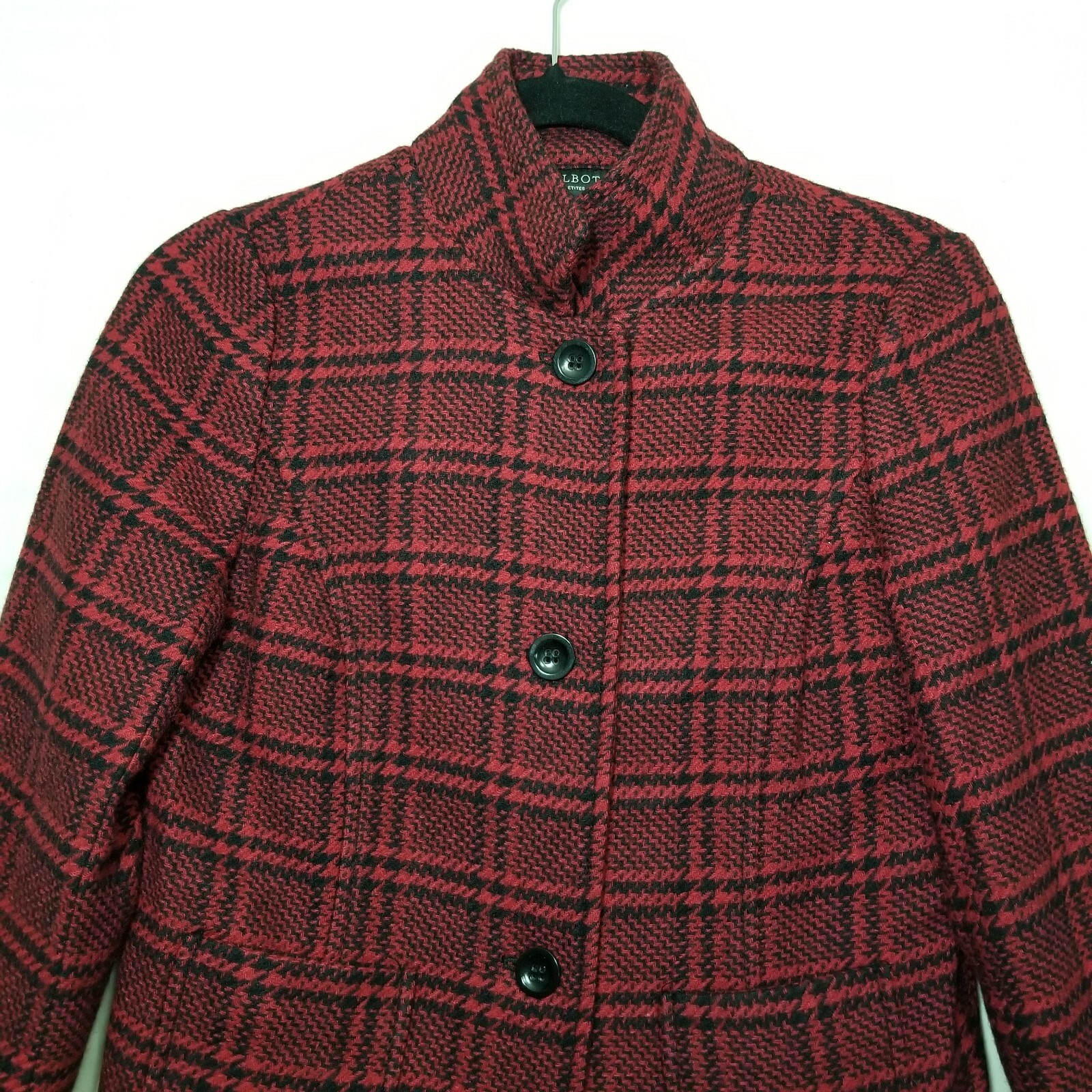 Talbots Petites glen plaid blazer jacket red black si… - Gem