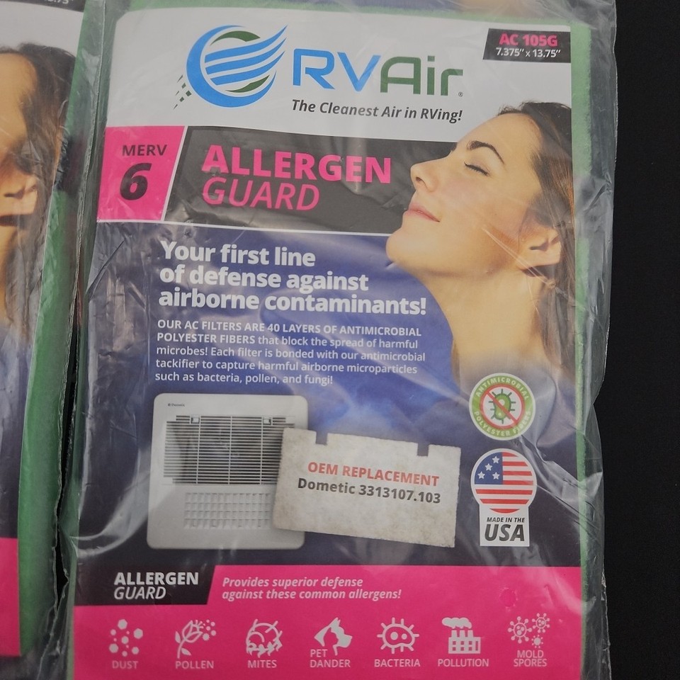 Lot of 4 RV Air Allergen Guard MERV 6 AC Filter OEM Replacement AC 105G ...